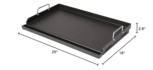 Utheer 25" x 16" Pre-Seasoned Nonstick Cast Iron Griddle for Gas & Charcoal Grills – Universal Flat Top with Grease Groove, Reinforced Ridges & High Sidewalls, Great for Parties, Camping & Tailgating