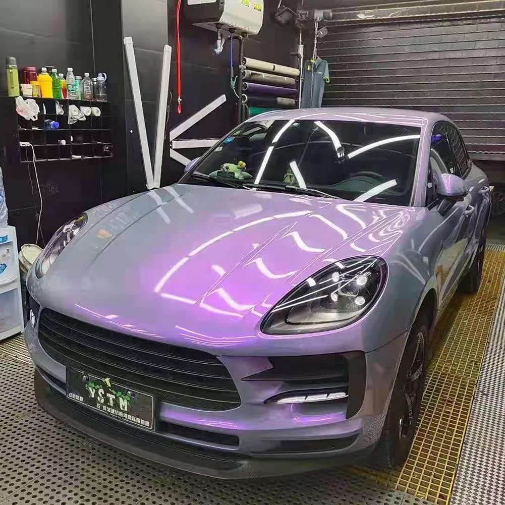 XhuangTech Chameleon Vinyl Wrap Grey to Purple Adhesive Car Body Film Sticker Decal Sheet Roll Air Bubble Release DIY (Grey to Purple, 60" x 59FT (1.52M x 18M)