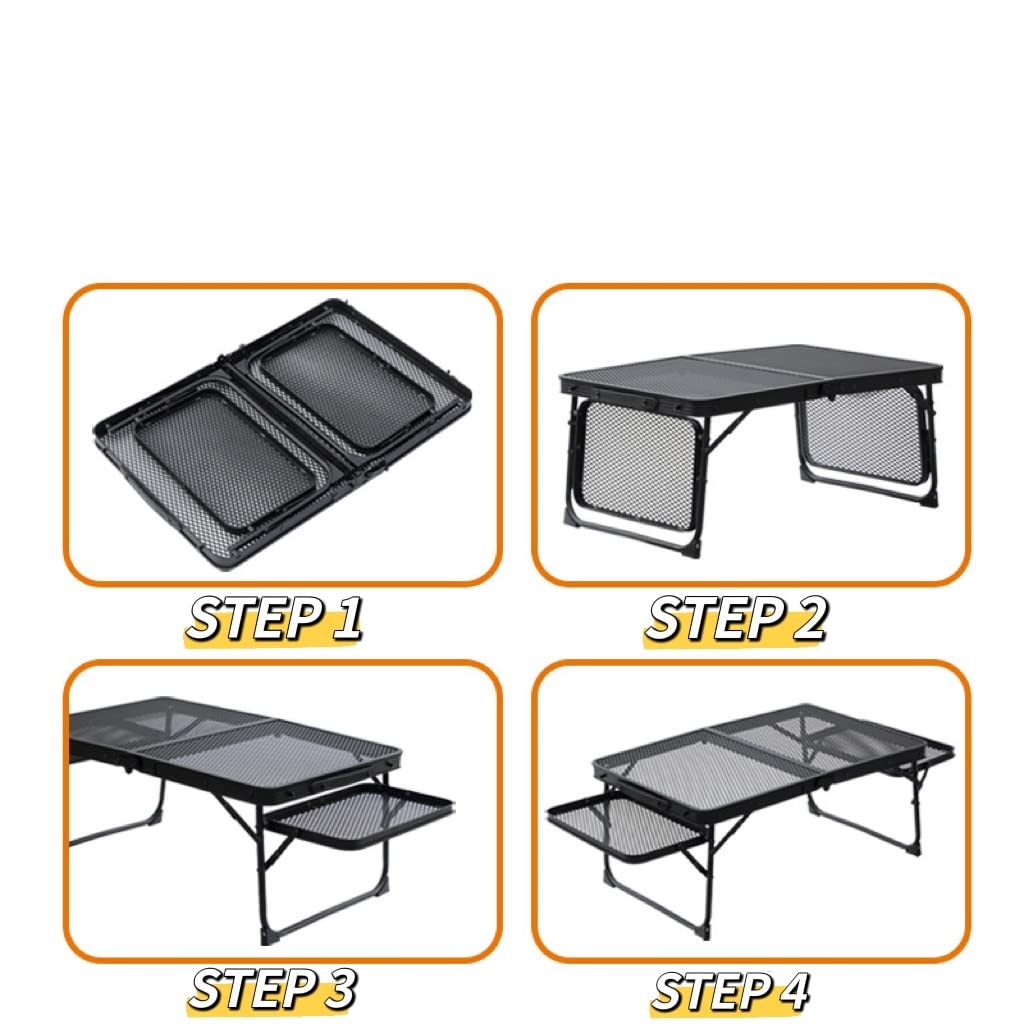 DUEBASS Folding Camping Table Double-Layer Aluminum Table Lightweight for Camping,Picnic,Travl,Patio,Beach