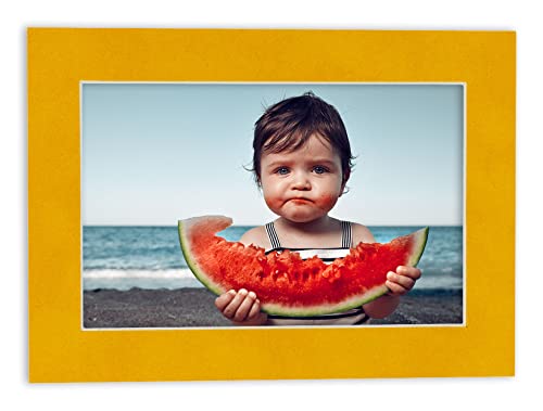 8.5x11 Mat Bevel Cut for 5x6 Photos - Acid Free Bright Yellow Precut Matboard - For Pictures, Photos, Framing - 4-ply Thickness