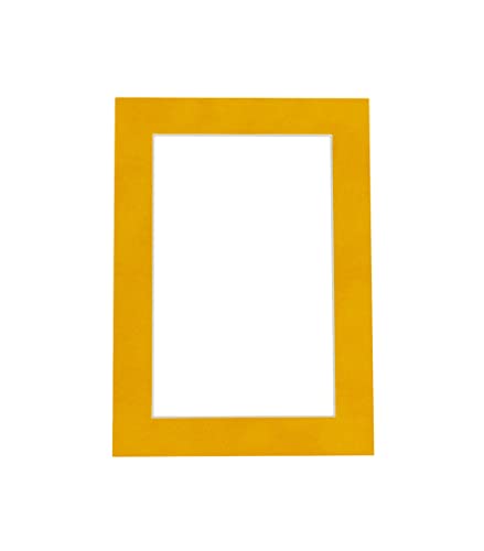 8.5x11 Mat Bevel Cut for 5x6 Photos - Acid Free Bright Yellow Precut Matboard - For Pictures, Photos, Framing - 4-ply Thickness