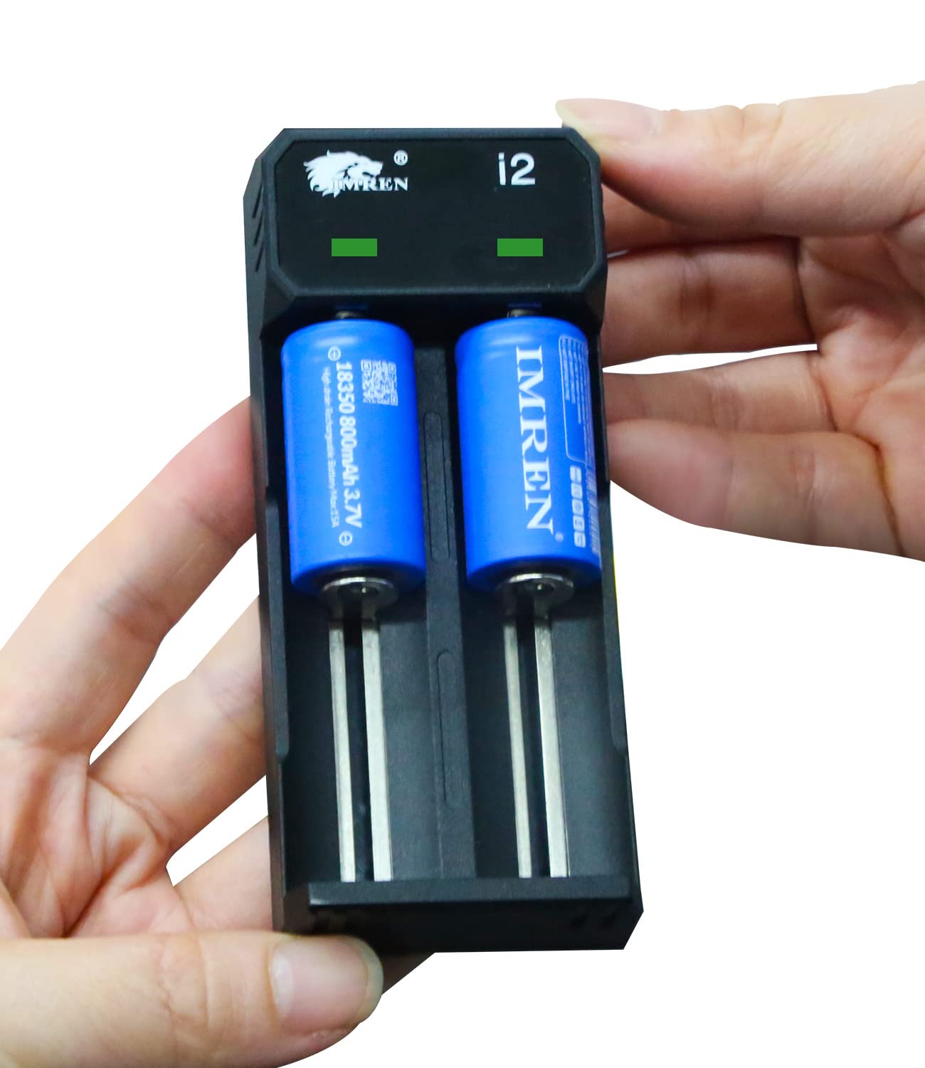 IMREN IMR 18350 3.7V Button Top Rechargeable Batteries with 18350 Battery Charger,18350 15A Discharge Rechargeable Li-ion Battery 800mAh for Flashlight - 4PCS