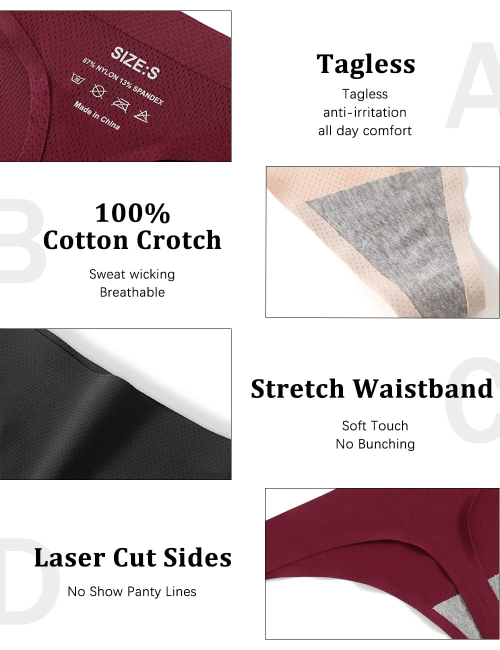 POKARLA Seamless Thongs for Women breathable Low Rise No Show Panties Invisible Underwear Pack of 10