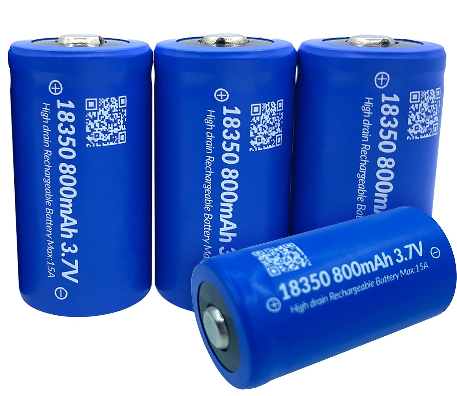 IMREN IMR 18350 3.7V Button Top Rechargeable Batteries with 18350 Battery Charger,18350 15A Discharge Rechargeable Li-ion Battery 800mAh for Flashlight - 4PCS
