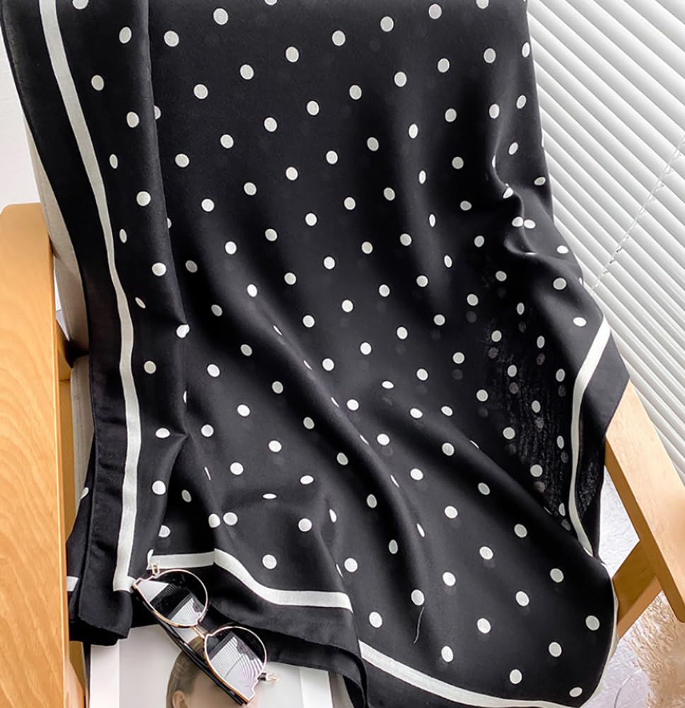 JERLA Women's Scarves Lady Light Soft Fashion Solid Scarf Wrap Shawl plaid scarf (Polka dot black)