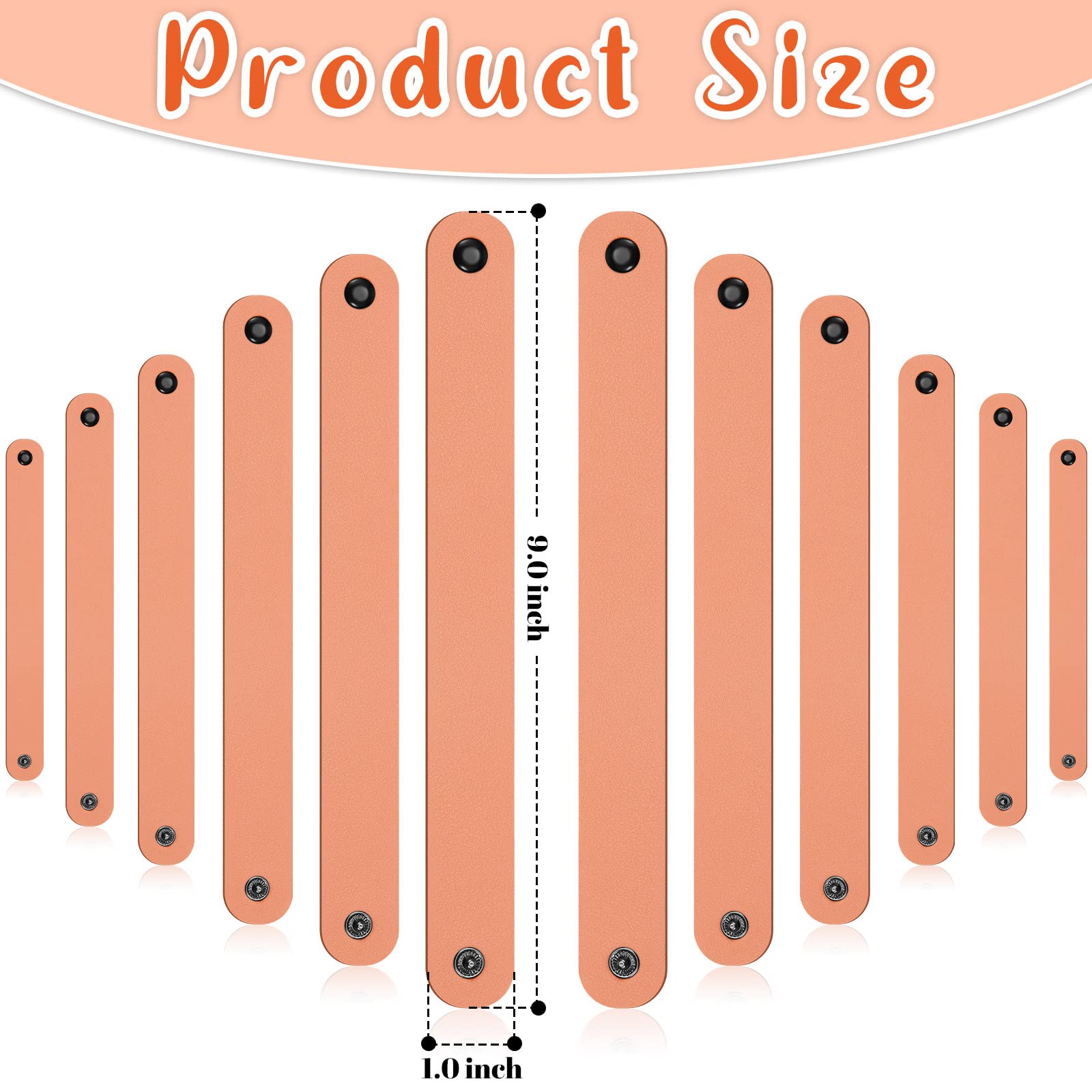 24 Pcs Plain PU Leather Bracelets Blank Snap Bracelets Wrist Cuffs DIY Craft Wristbands for Men Women Jewelry Making, 8.66 x 0.98 Inch, Leather Style