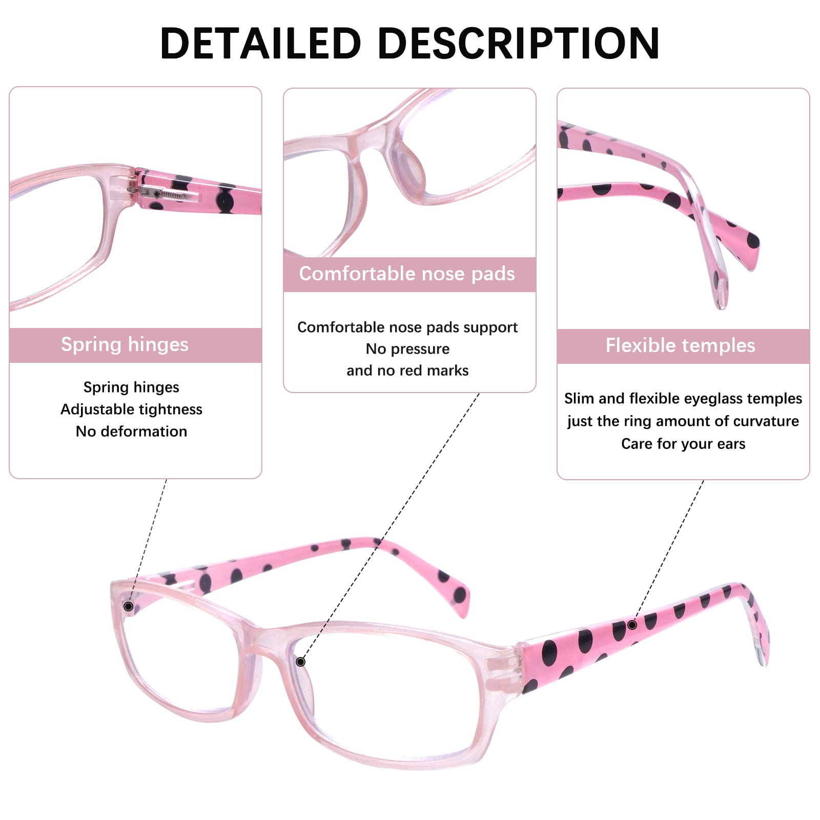 MAEOWN 5 Pack Reading Glasses for Women, Blue Light Blocking Computer Readers, Ease Blurry Vision Dry Eyes Anti UV Glare (Multicolor, 1.5, x)