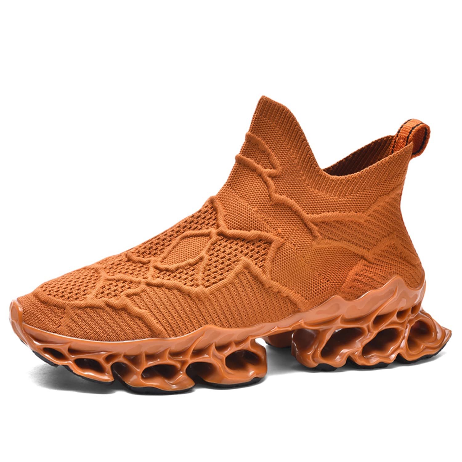 Poramea Mens Slip on Loafers Walking Tennis Shoes Laceless Running Blade Sneakers Mesh Trail Jogging Casual Athletic Brown Size 8.5