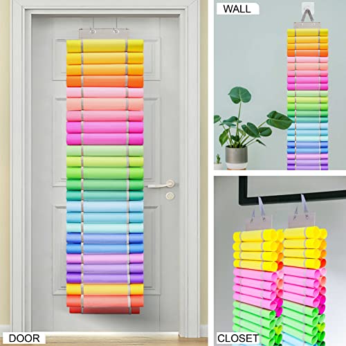HOME SHARON Vinyl Roll Holder - 48 Rolls Storage Organizer, Nylon Organizer for Vinyl Sheet, Cardstock, Scrapbook Paper - Hanging Hook and Strap Included
