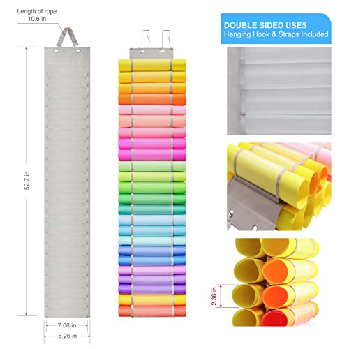 HOME SHARON Vinyl Roll Holder - 48 Rolls Storage Organizer, Nylon Organizer for Vinyl Sheet, Cardstock, Scrapbook Paper - Hanging Hook and Strap Included