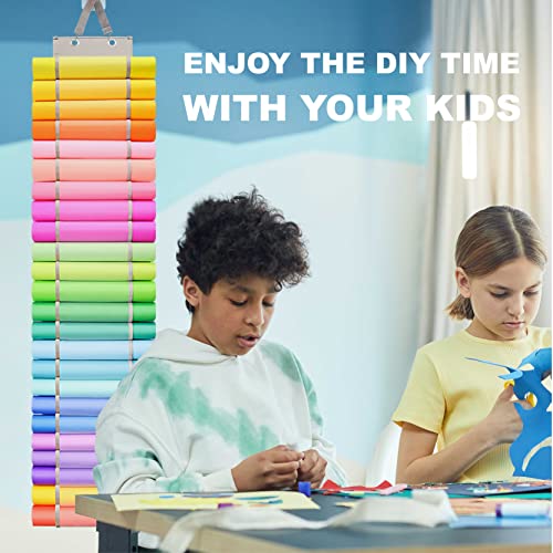 HOME SHARON Vinyl Roll Holder - 48 Rolls Storage Organizer, Nylon Organizer for Vinyl Sheet, Cardstock, Scrapbook Paper - Hanging Hook and Strap Included