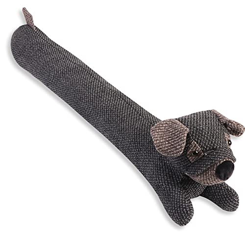 Sanlykate Dog Under Door Draft Stopper for Bottom of Door, 3LB 34-36 Inch Heavy Duty Decorative Animal Fabric Door Draft Blocker, Save Energy Soundproof Seal Guard, Black & Grey
