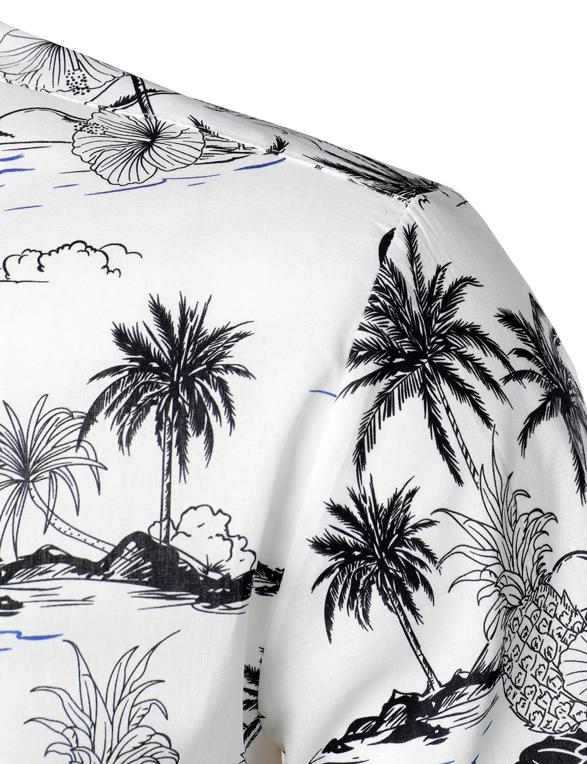 JOGAL Men's Flower Cotton Button Down Short Sleeve Hawaiian Shirt White XX-Large