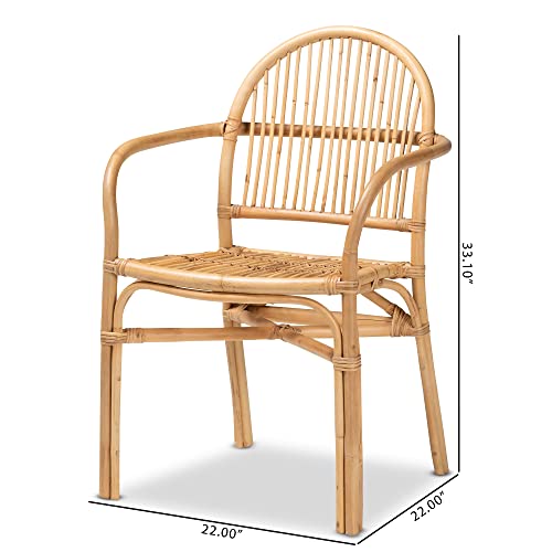 Baxton Studio Tugera Dining Chair Dining Chair Natural Brown Rattan Dining Chair