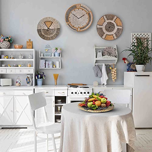 Aureika Decorative Hanging Wall Baskets from Seagrass - Round Wicker Basket Wall Decor - Wicker Wall Art - Wall Basket Decor Boho Flat - Decorative Baskets for Wall with Unique Design (Cyrence)