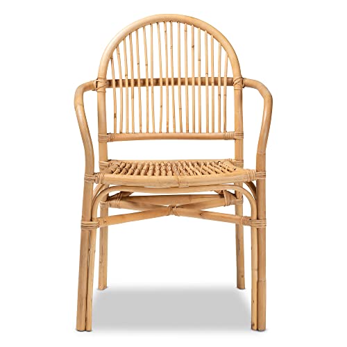Baxton Studio Tugera Dining Chair Dining Chair Natural Brown Rattan Dining Chair