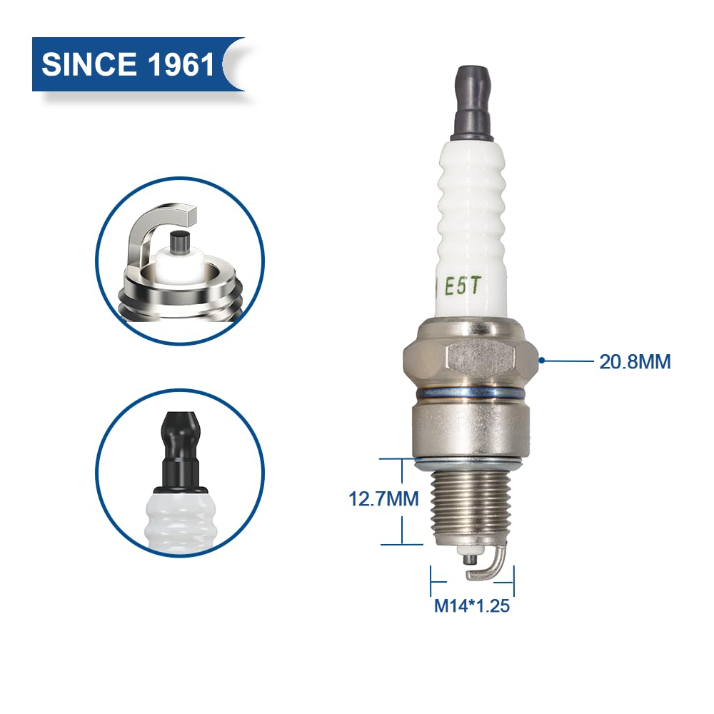TORCH E5T Spark Plug Replace for NGK 6222/BPR5HS 4111/BP5HS Spark Plug,for Arctic Cat 0217-702,for Honda 98076-55717,98076-55747,for Suzuki 09482-00147 09482-00316 09482-00359 09482-00416-111,OEM, ea