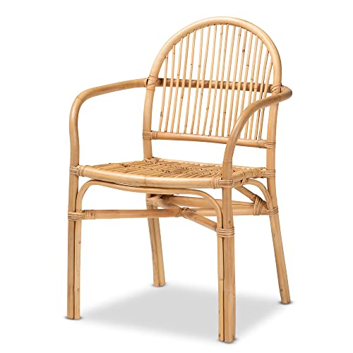 Baxton Studio Tugera Dining Chair Dining Chair Natural Brown Rattan Dining Chair