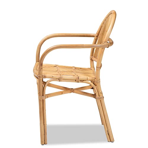 Baxton Studio Tugera Dining Chair Dining Chair Natural Brown Rattan Dining Chair