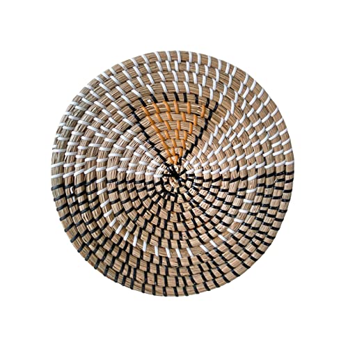 Aureika Decorative Hanging Wall Baskets from Seagrass - Round Wicker Basket Wall Decor - Wicker Wall Art - Wall Basket Decor Boho Flat - Decorative Baskets for Wall with Unique Design (Cyrence)
