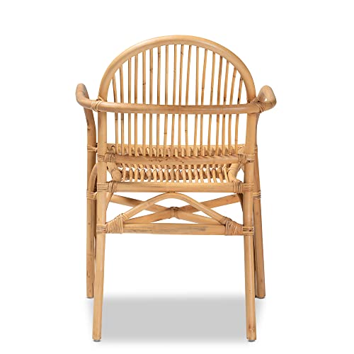 Baxton Studio Tugera Dining Chair Dining Chair Natural Brown Rattan Dining Chair
