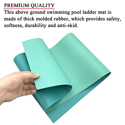 Yewaii Pool Ladder Mat, Above Ground Swimming Pool Ladder and Step Mat, Protective Ladder Pad Step Mat for Pool with Non-Slip Stripe, Light Green 36 inch X 9 inch