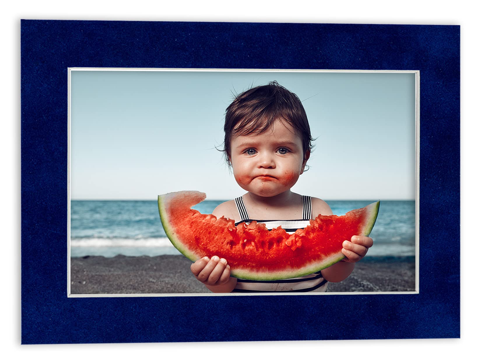 8x11 Mat Bevel Cut for 5.5x8.5 Photos - Acid Free Brooke Blue Suede Precut Matboard - For Pictures, Photos, Framing - 4-ply Thickness