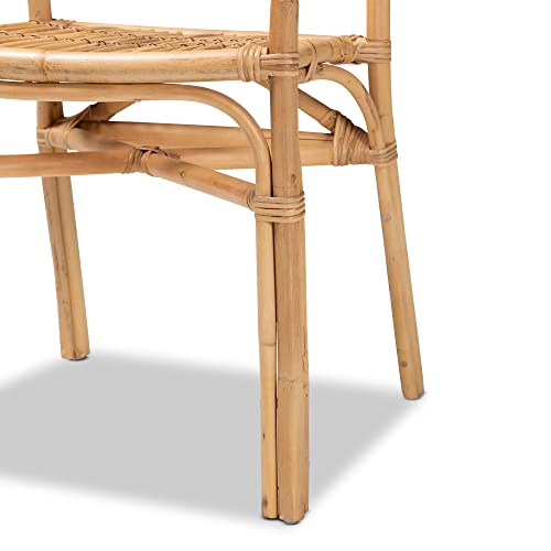 Baxton Studio Tugera Dining Chair Dining Chair Natural Brown Rattan Dining Chair