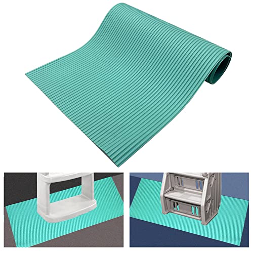 Yewaii Pool Ladder Mat, Above Ground Swimming Pool Ladder and Step Mat, Protective Ladder Pad Step Mat for Pool with Non-Slip Stripe, Light Green 36 inch X 9 inch