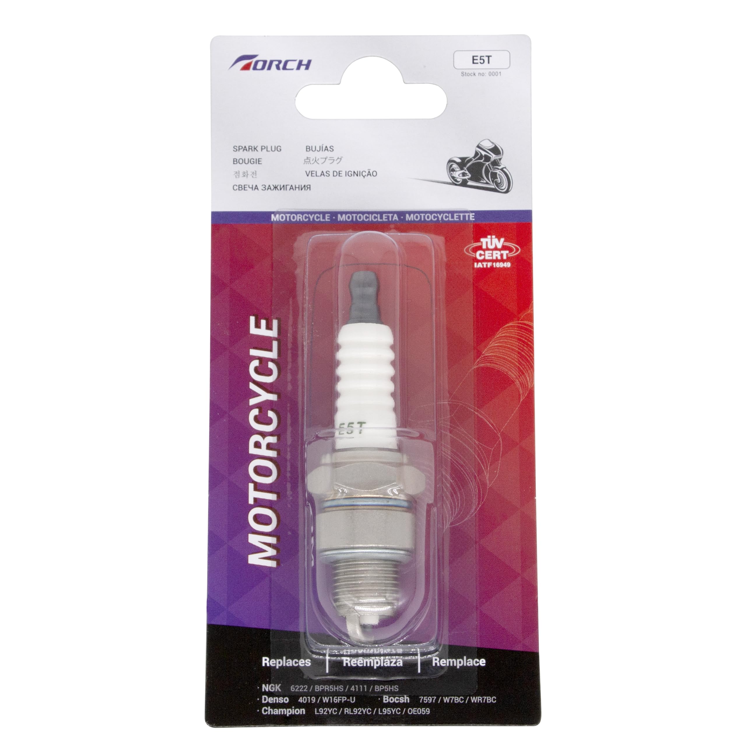 TORCH E5T Spark Plug Replace for NGK 6222/BPR5HS 4111/BP5HS Spark Plug,for Arctic Cat 0217-702,for Honda 98076-55717,98076-55747,for Suzuki 09482-00147 09482-00316 09482-00359 09482-00416-111,OEM, ea