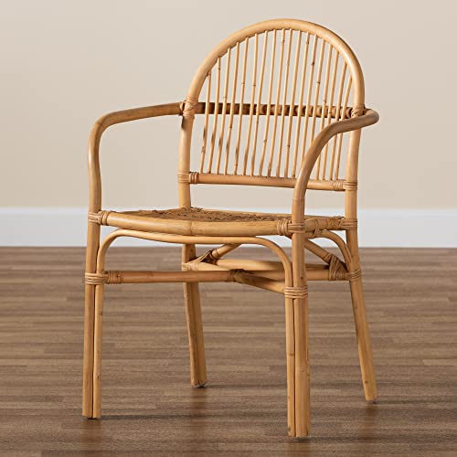 Baxton Studio Tugera Dining Chair Dining Chair Natural Brown Rattan Dining Chair