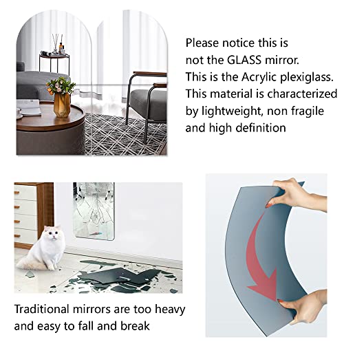 MCLEULLA 48" Full Body Mirrors for Walls, 12x12 4pcs Acrylic Plexiglass Mirror Wall-Mounted Full Length Frameless Mirror Makeup Large Long Mirror Home Workout Gym Mirror Floor Tile (Acrylic A)