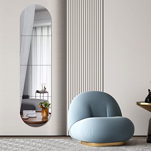 MCLEULLA 48" Full Body Mirrors for Walls, 12x12 4pcs Acrylic Plexiglass Mirror Wall-Mounted Full Length Frameless Mirror Makeup Large Long Mirror Home Workout Gym Mirror Floor Tile (Acrylic A)