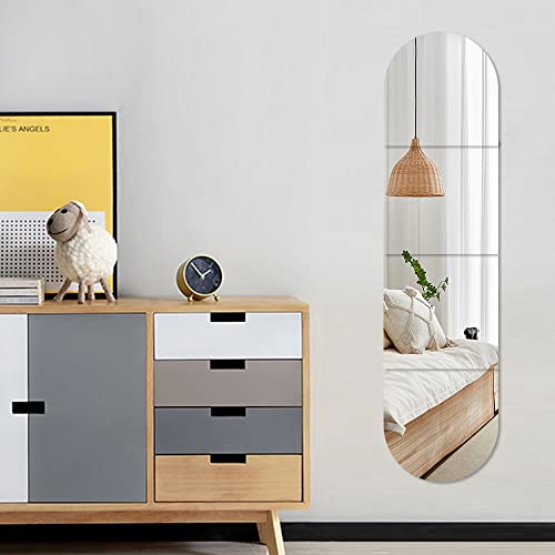 MCLEULLA 48" Full Body Mirrors for Walls, 12x12 4pcs Acrylic Plexiglass Mirror Wall-Mounted Full Length Frameless Mirror Makeup Large Long Mirror Home Workout Gym Mirror Floor Tile (Acrylic A)