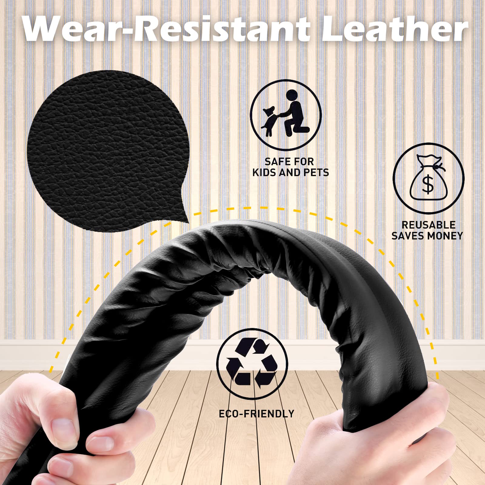 C CELAINER Door Draft Stopper, Draft Stopper for Bottom of Doors, Under Door Draft Blocker, Bottom Seal Weather Stripping, Removable and Washable, Sound Blocker, Adjustable Door Sweeps 37 inch (Black)