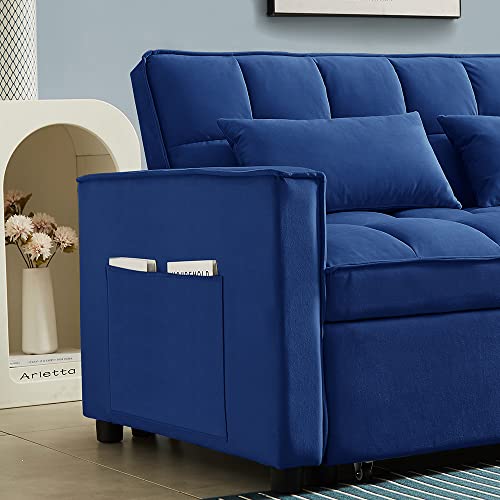 HABITRIO Modern 55.2" Pull Out Sleep Sofa Bed 2 Seater Loveseats Sofa Couch with Adjsutable Backrest and Lumbar Pillows for Apartment Office Living Room