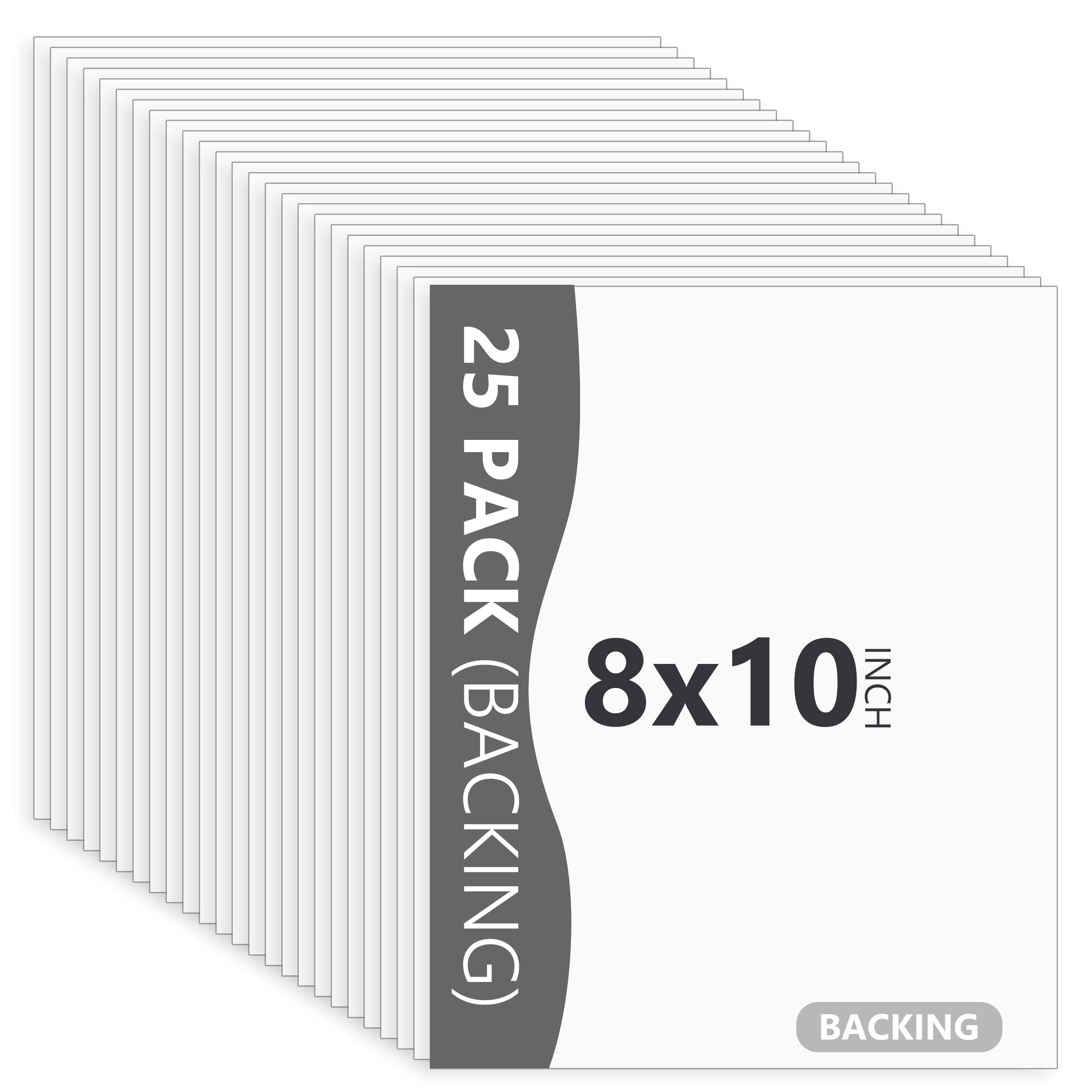 Somime 25 Pack Backing Boards Only - 8x10 Uncut White Mats Matboards, Acid Free Backerboards for Art Prints, Ideal for Photos/Pictures/Prints/Frames/Arts