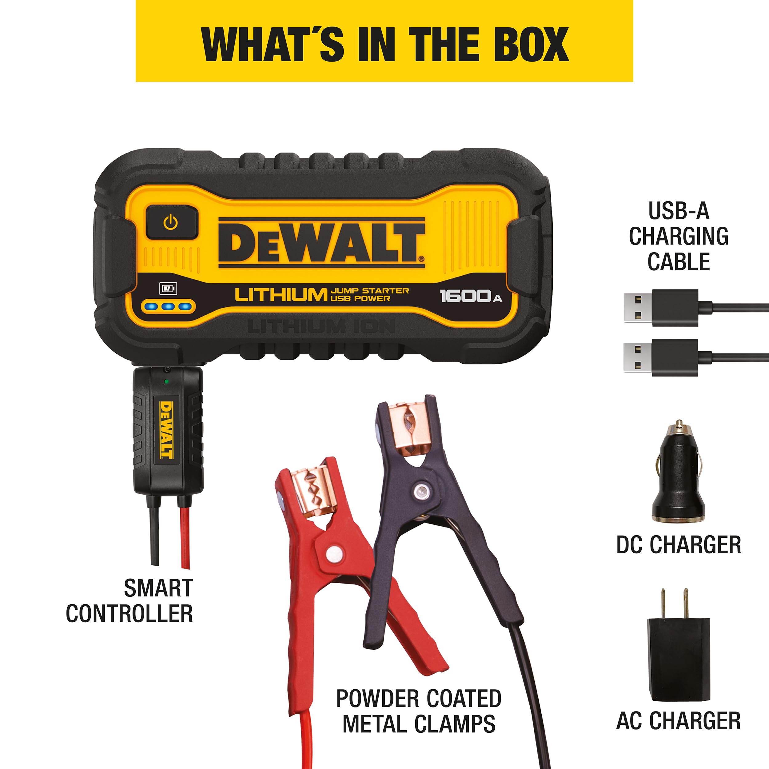 DeWalt DXAELJ16 1600 Peak Amp Jump Starter Battery Booster with USB Power Station