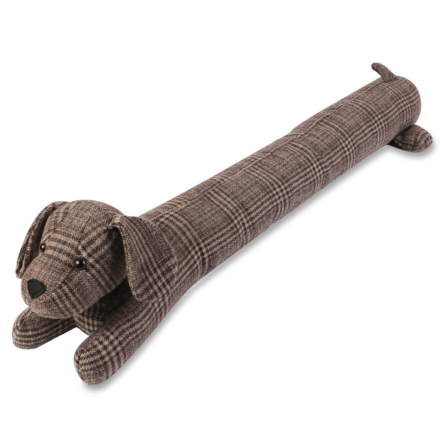 SANFERGE Dog Under Door Draft Stopper Heavy Duty, 3LB 34 Inch Decorative Fabric Door Draft Blocker, Animal Weather Stripping Sound Proof Bottom Seal, Save Energy Stopper Guard, Brown Plaid