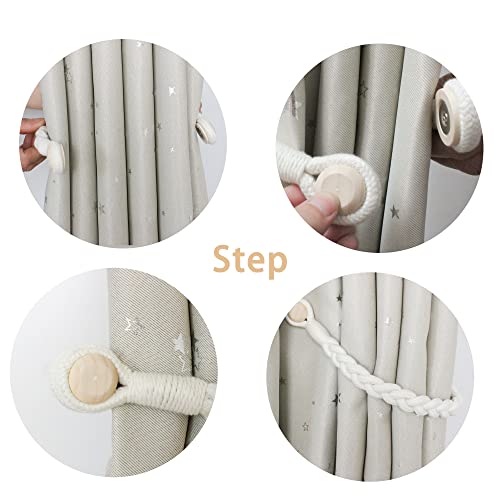 VENLOIS Strong Magnetic Curtain Tiebacks White 2pcs Heavy Duty Curtain Rope Tieback Curtain Holdbacks Holders for Home Bedroom Office Decorative Curtain