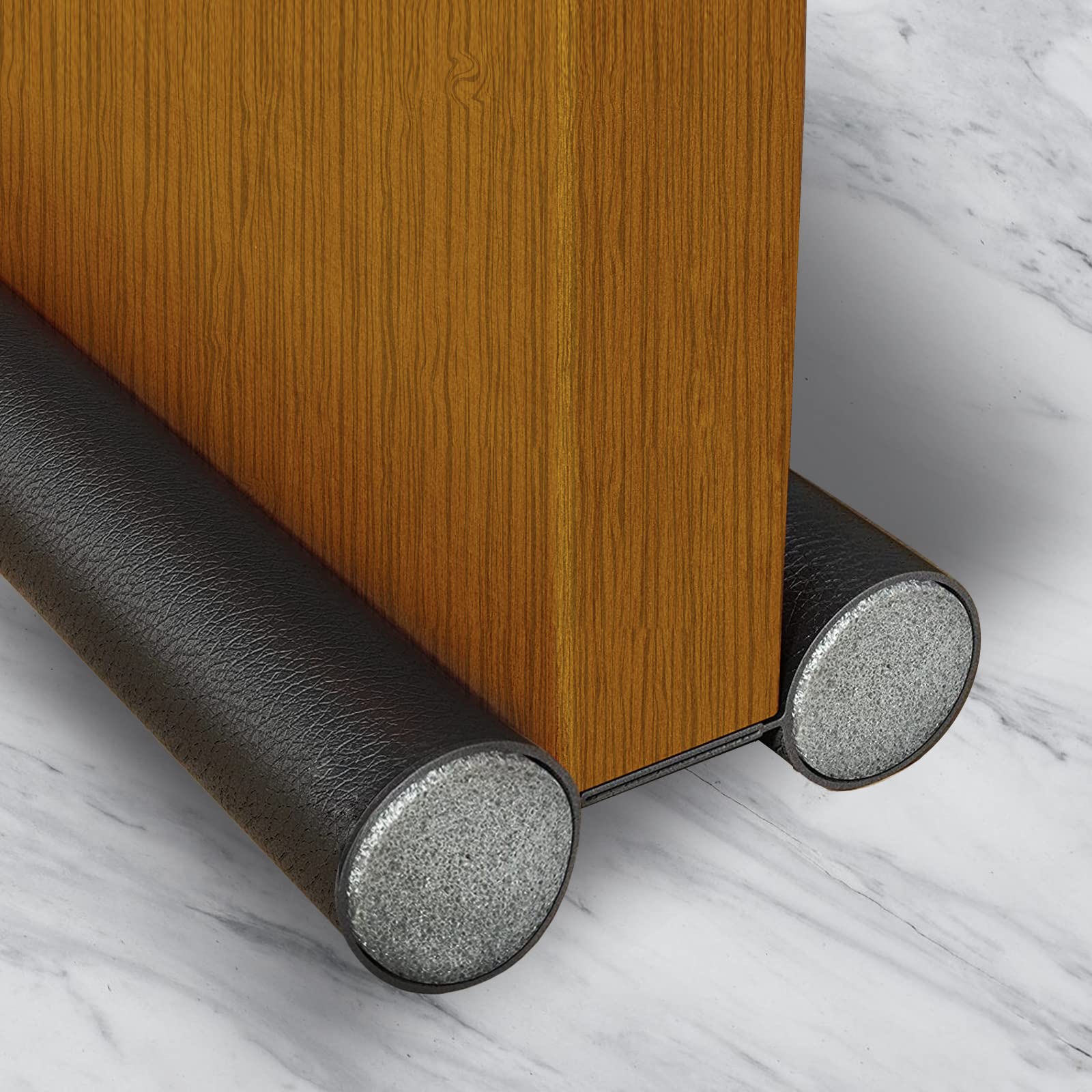C CELAINER Door Draft Stopper, Draft Stopper for Bottom of Doors, Under Door Draft Blocker, Bottom Seal Weather Stripping, Removable and Washable, Sound Blocker, Adjustable Door Sweeps 37 inch (Black)