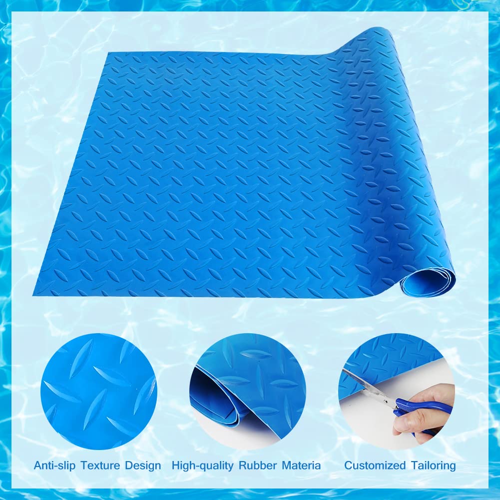 Large Swimming Pool Ladder Mat, 17"x38" Protective Non-Slip Pool Step Pad with Texture,Protective Ladder Pad for Above Ground Swimming Pools Liner and Stairs (Blue)