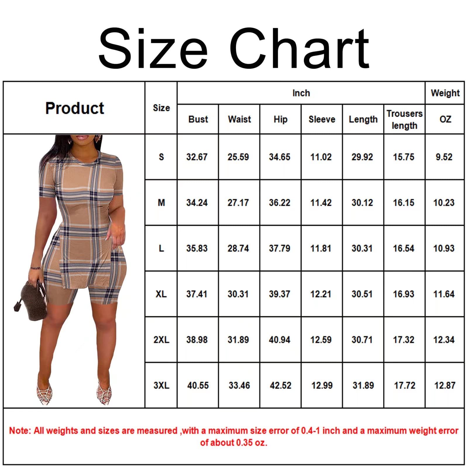 MRSYVES 2 Piece Outfits for Women Short Sleeve Side Split Pullover Shirts and Bodycon High Waist Leggings Pants Short Khaki 3XL