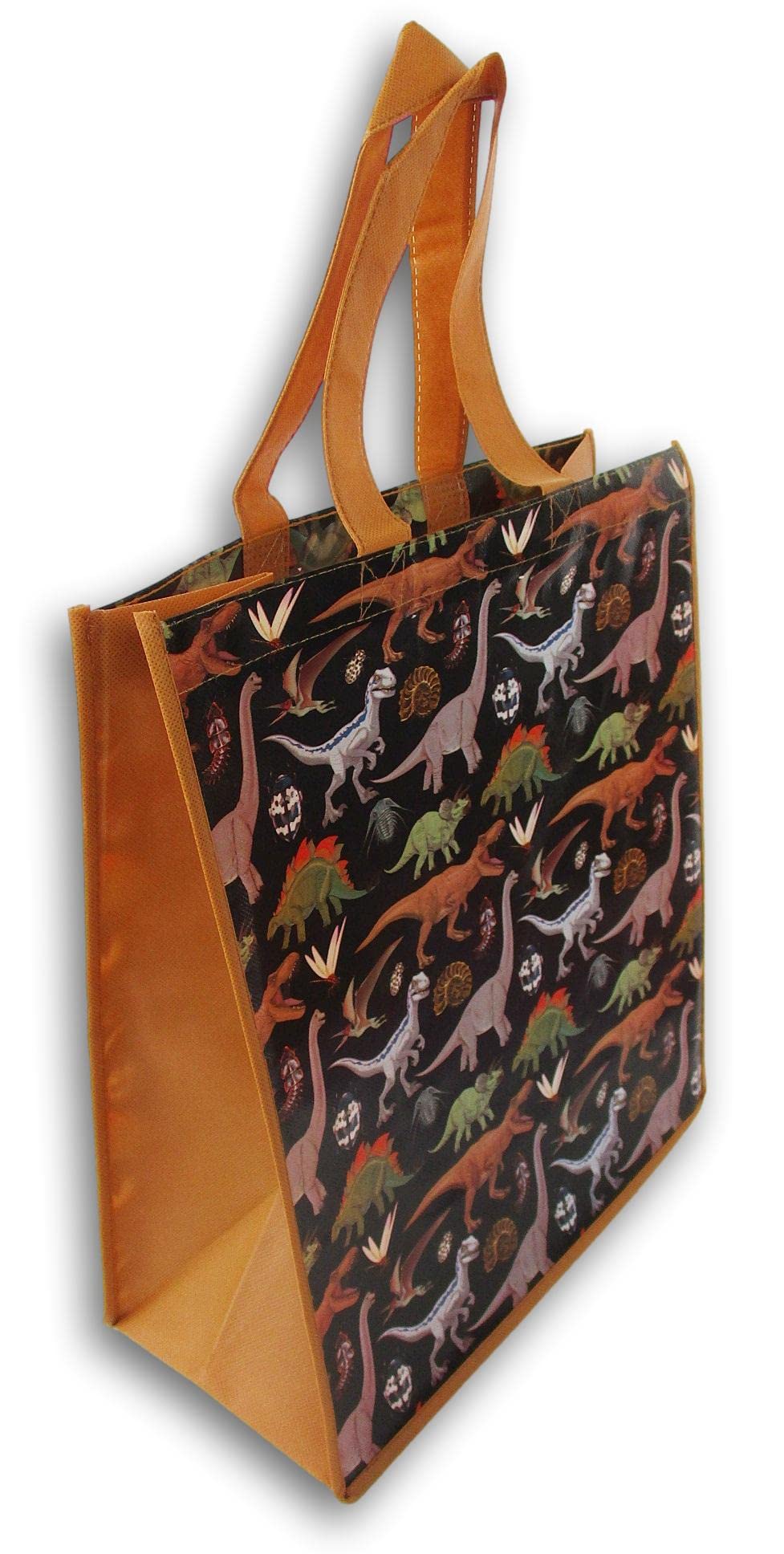Jurassic Dinosaur Black Reusable Tote Bag - 13.5 x 15 Inch