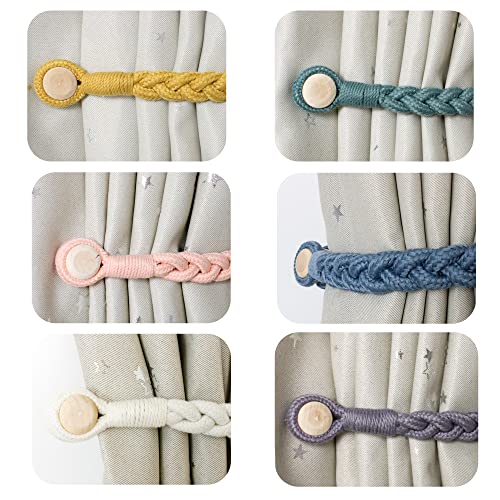 VENLOIS Strong Magnetic Curtain Tiebacks White 2pcs Heavy Duty Curtain Rope Tieback Curtain Holdbacks Holders for Home Bedroom Office Decorative Curtain