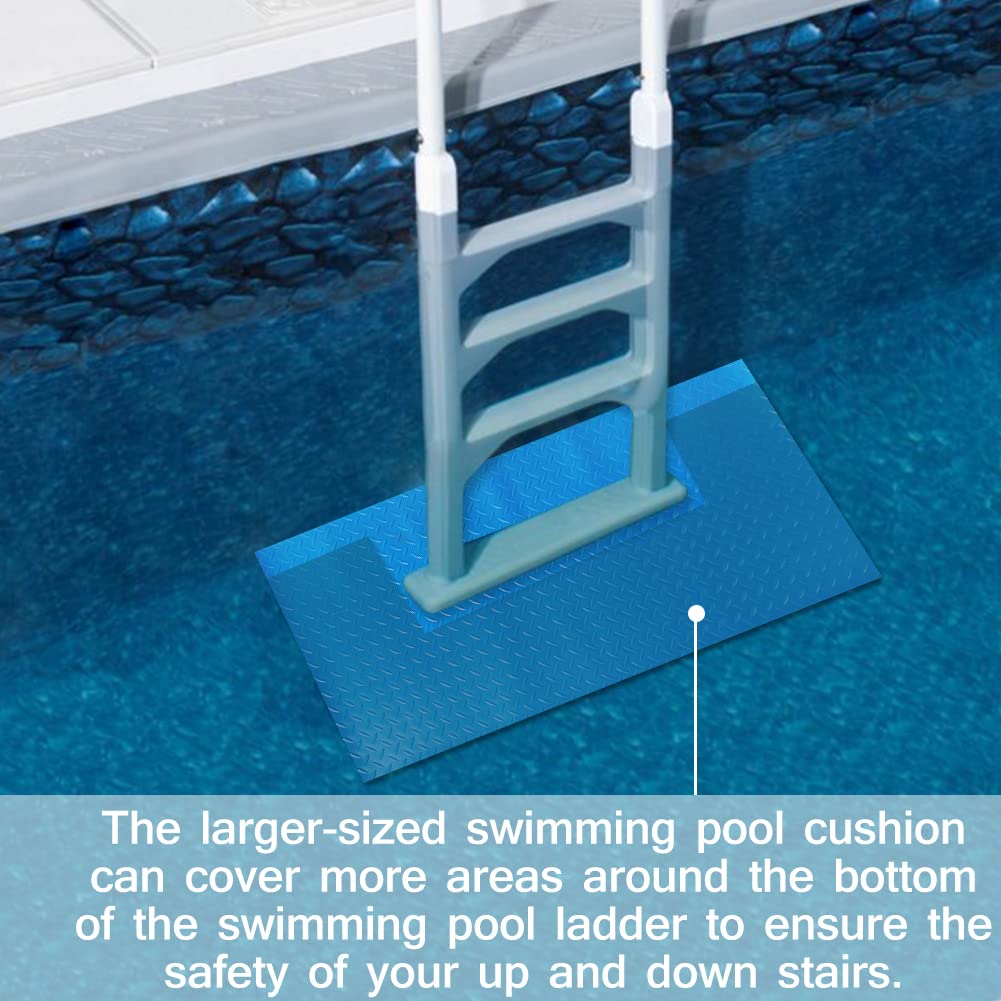 Large Swimming Pool Ladder Mat, 17"x38" Protective Non-Slip Pool Step Pad with Texture,Protective Ladder Pad for Above Ground Swimming Pools Liner and Stairs (Blue)