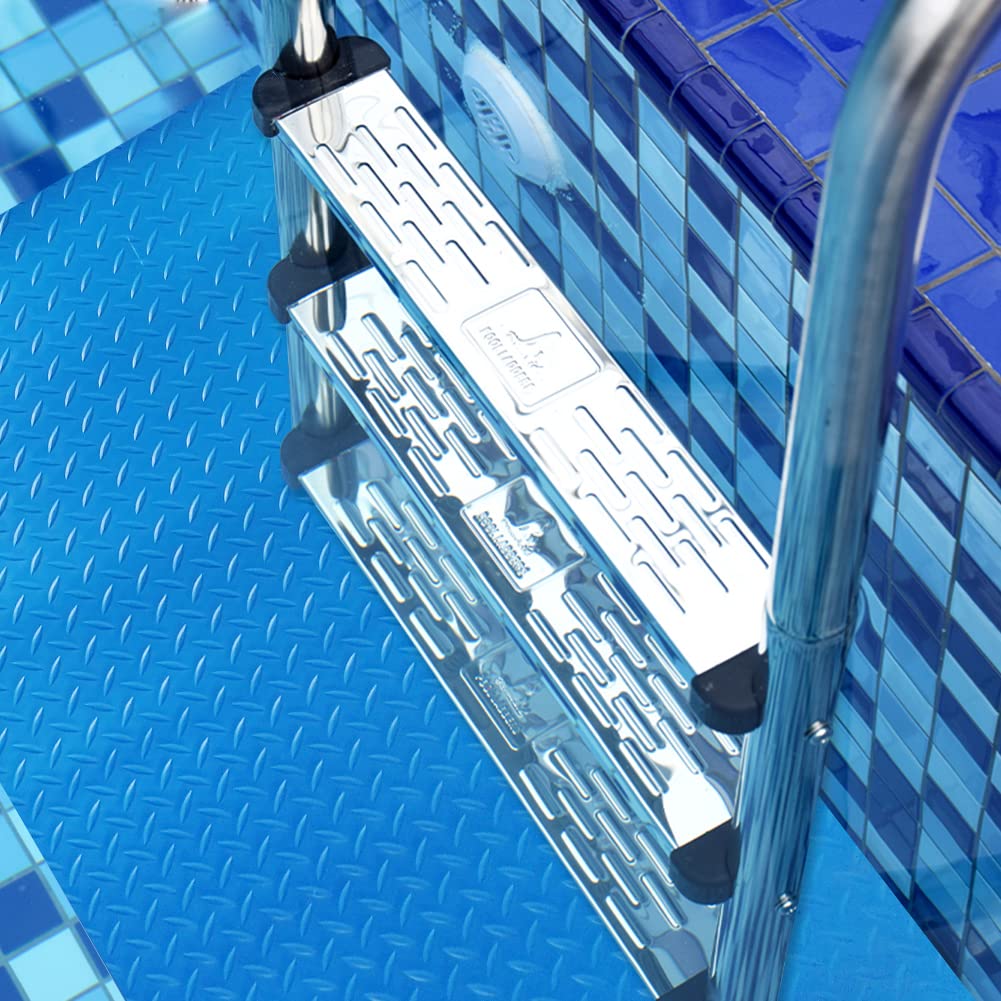 Large Swimming Pool Ladder Mat, 17"x38" Protective Non-Slip Pool Step Pad with Texture,Protective Ladder Pad for Above Ground Swimming Pools Liner and Stairs (Blue)
