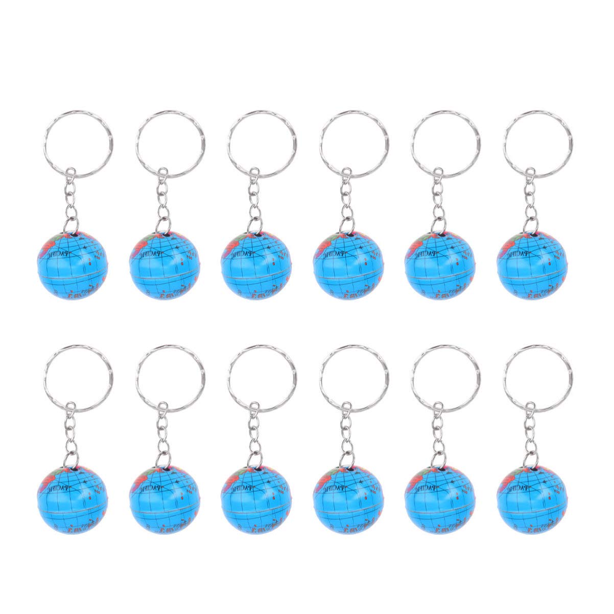 12Pcs Globe Keychains, Key Chains with Mini Globe World Planet Ear Theme Keyrings Globe Party Favors Globes for for Keys, Backpack, Pocket Book, 2.5cm