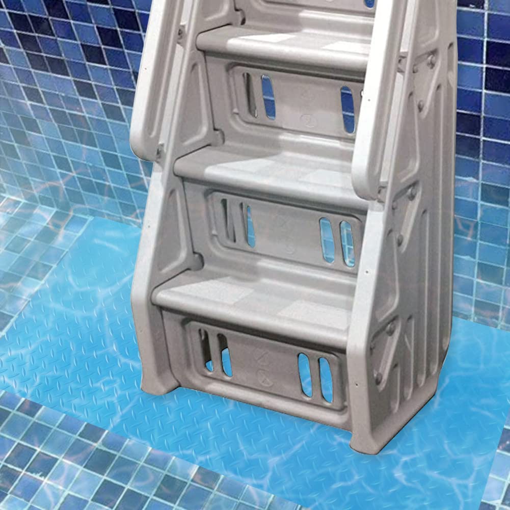 Large Swimming Pool Ladder Mat, 17"x38" Protective Non-Slip Pool Step Pad with Texture,Protective Ladder Pad for Above Ground Swimming Pools Liner and Stairs (Blue)