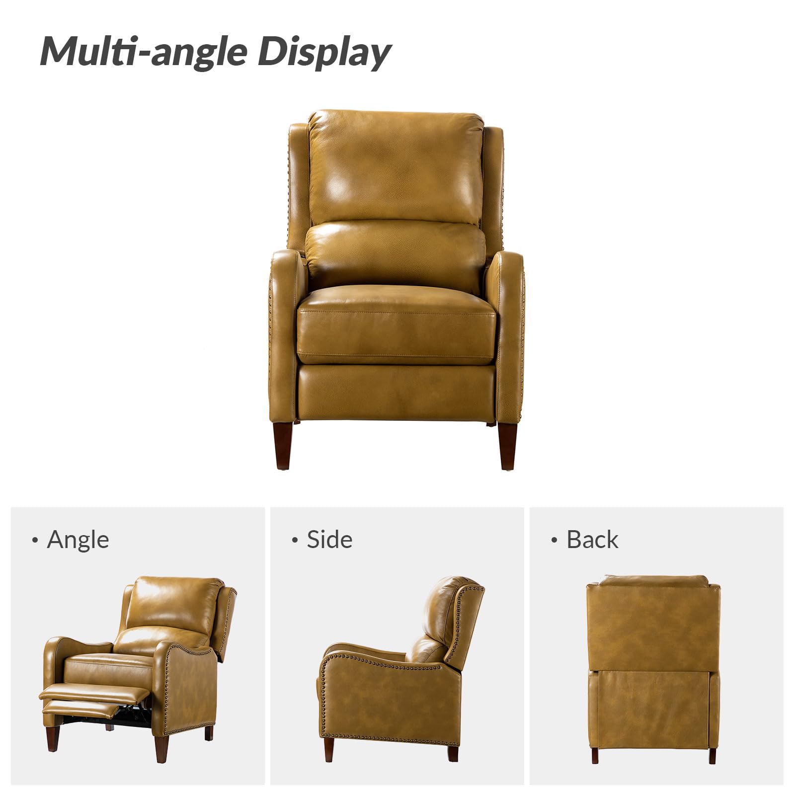 HULALA HOME Leather Recliner Chair Set of 2, Modern Push Back Recliner Armchair with Adjustable Backrest & Footrest,Comfy Upholstered Lazyboy Single Sofa for Home Theater Bedroom Living Room, Camel